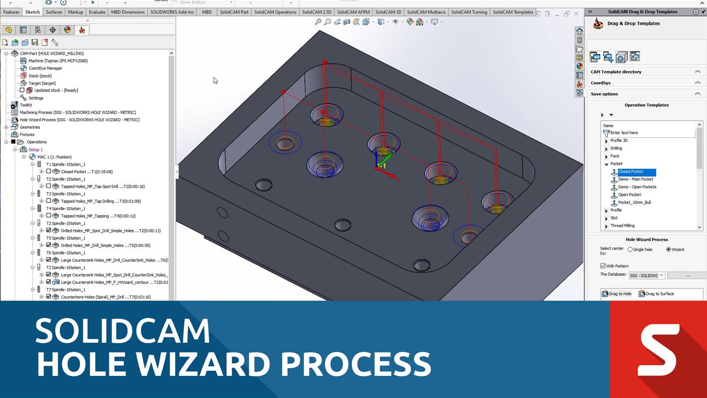 SolidCAM hole wizard process