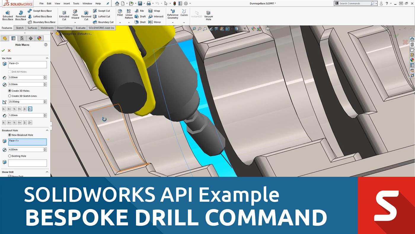 SOLIDWORKS API Example - Bespoke Drill Command