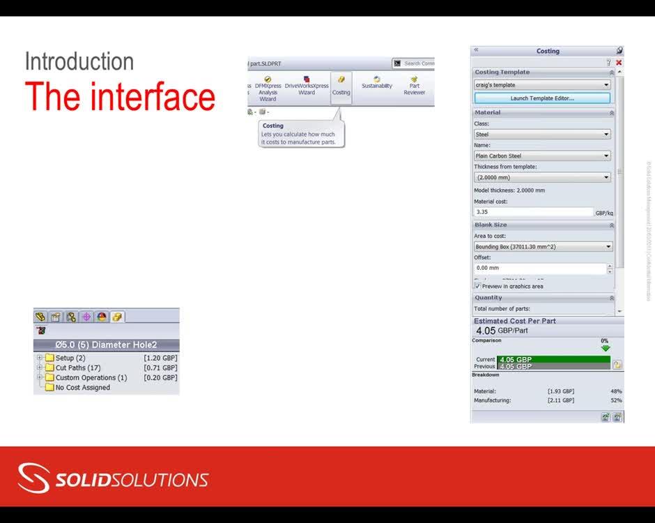 SolidWorks Costing Tool