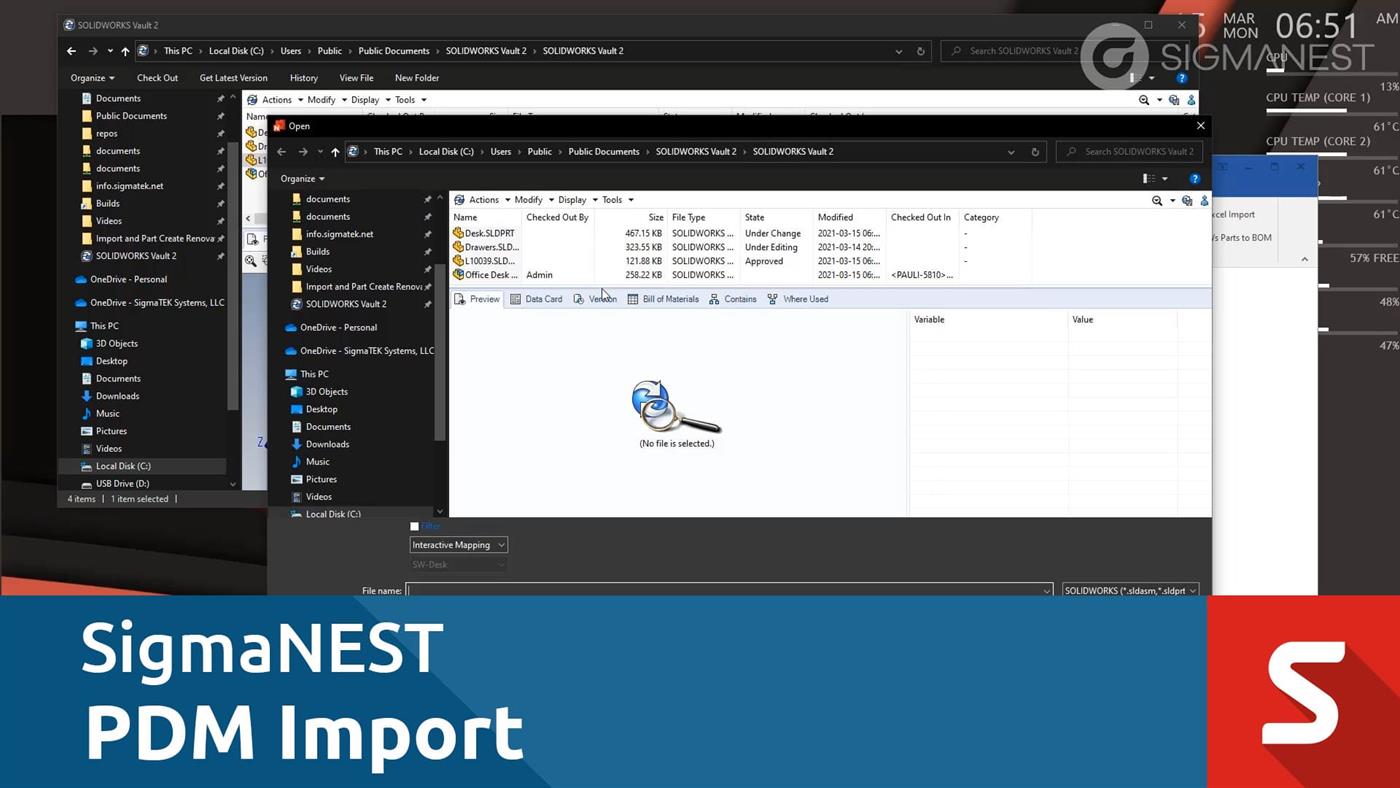 SIGMANEST PDM Import