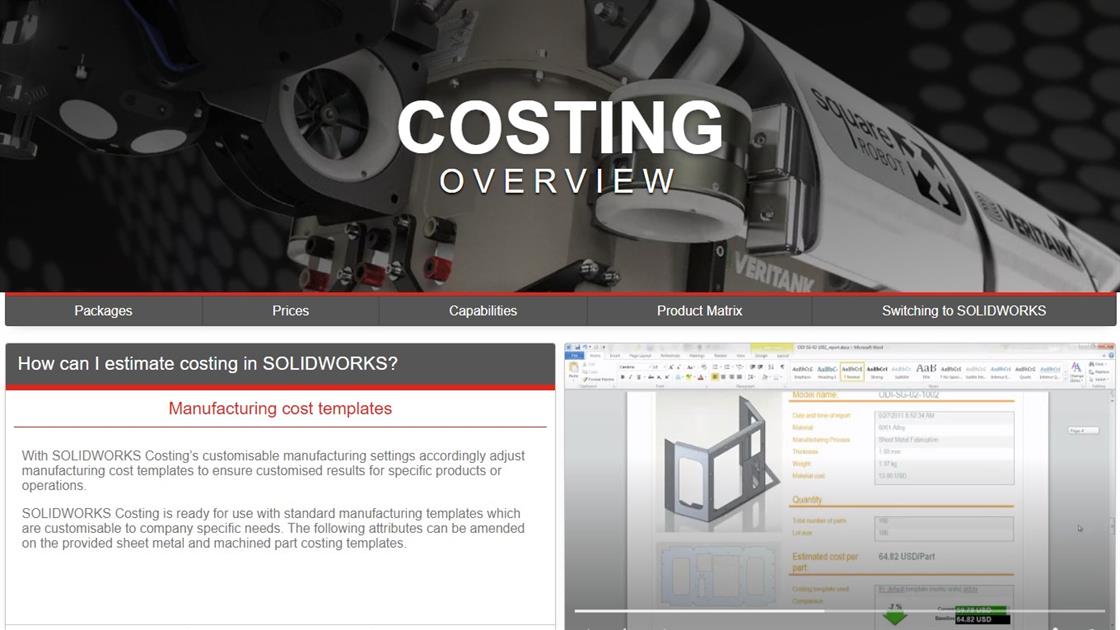 Costing Capabilities in SOLIDWORKS 3D CAD Design