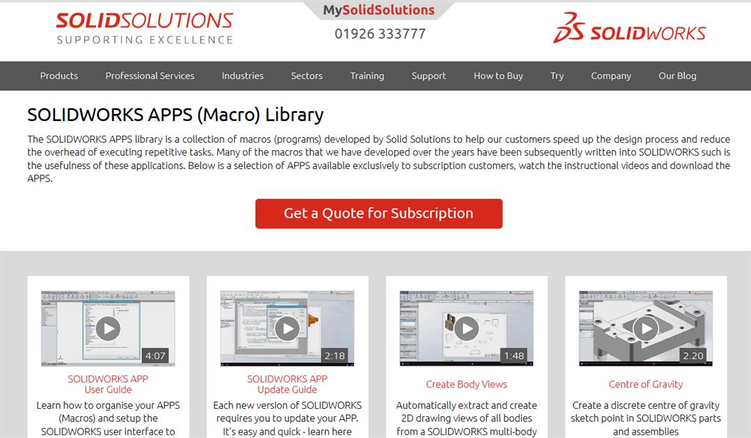 SolidWorks APP (Macro) Library | Solid Solutions