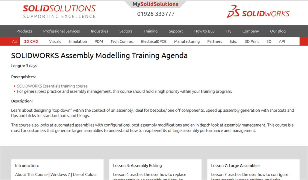 SOLIDWORKS Assembly Modelling Training Agenda