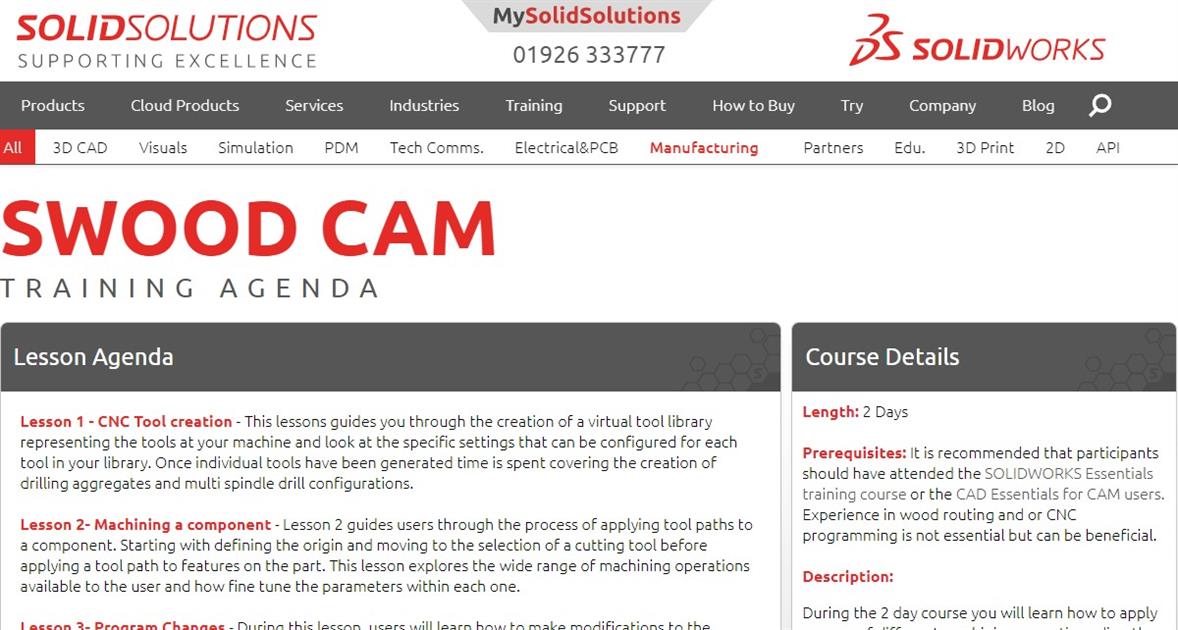 SWOOD CAM Training Agenda | Solid Solutions