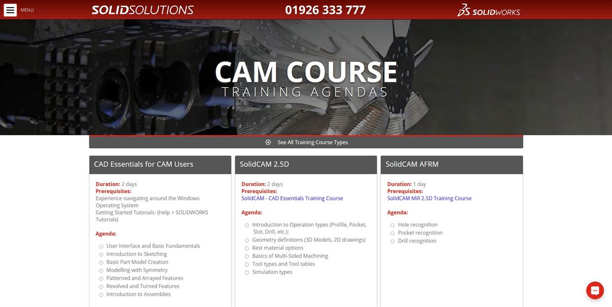 SolidCAM Training Course Agendas | Solid Solutions