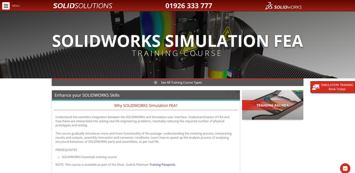 SOLIDWORKS 3D CAD Simulation FEA Training Course SOLIDWORKS 3D CAD Simulation FEA Training Course