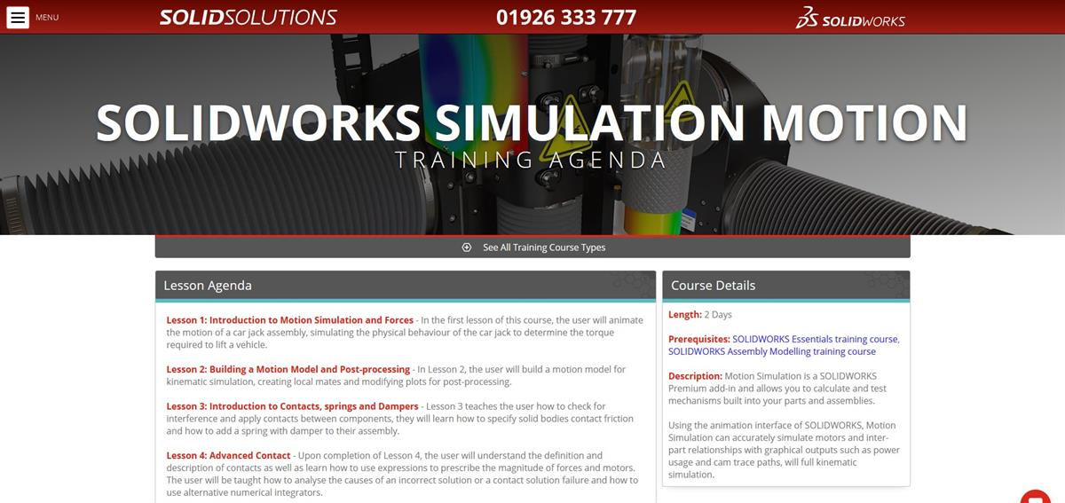 SOLIDWORKS Simulation Motion Training Course Agenda
