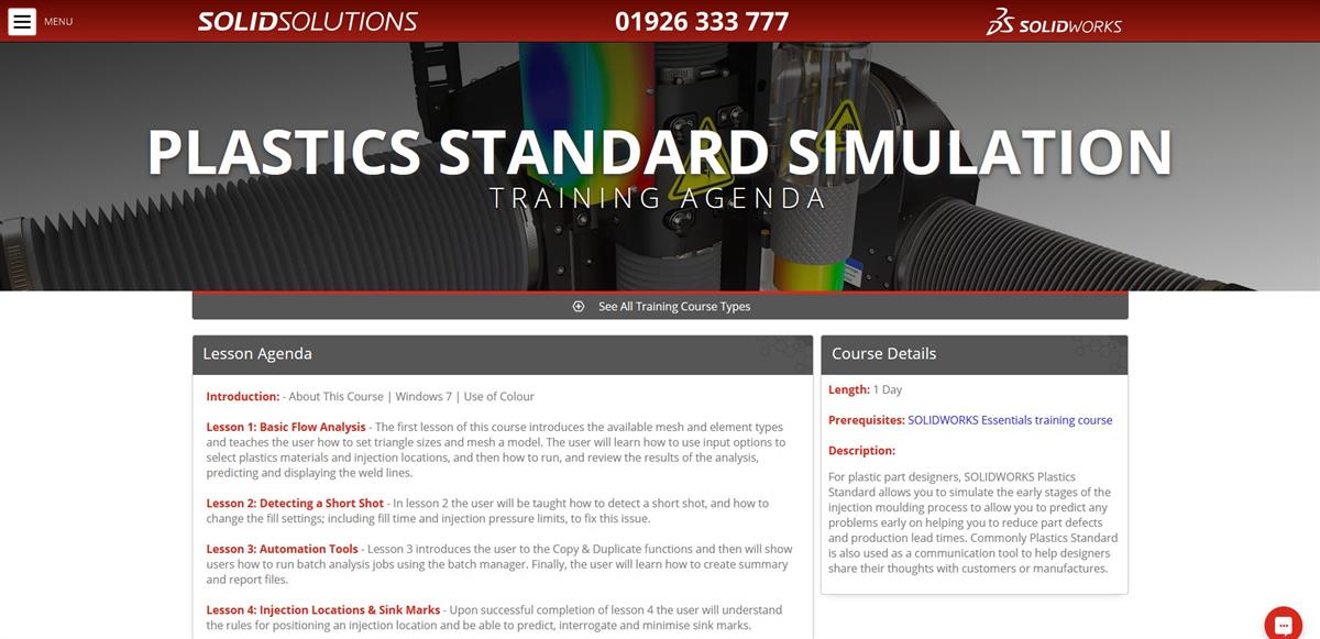 SOLIDWORKS Simulation Plastics Standard Training Course Agenda